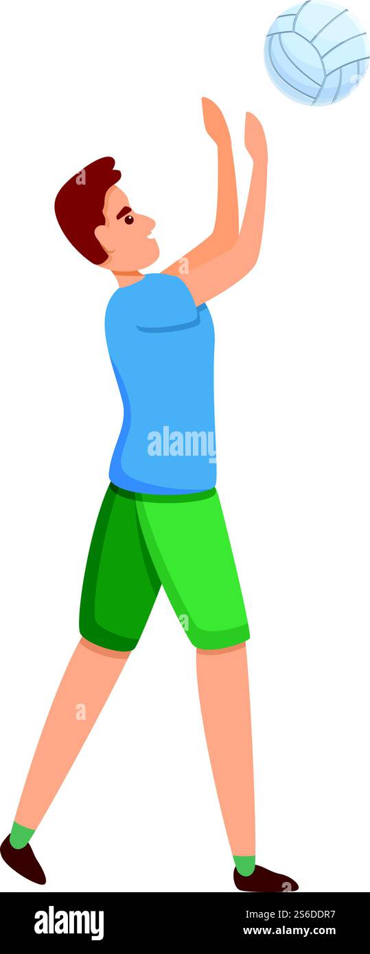 Powerful volleyball player icon. Cartoon of powerful volleyball player ...