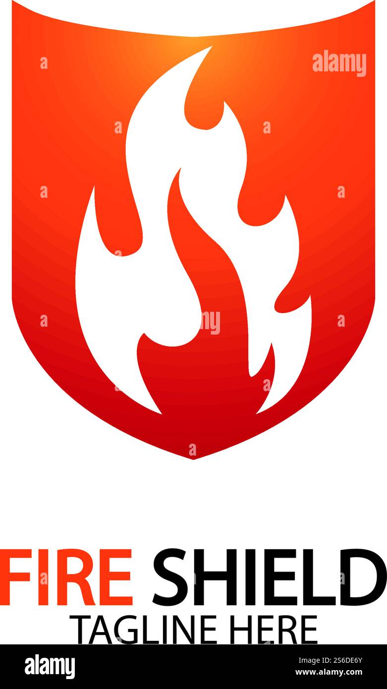 Fire shield logo design element. Fire warning sign shield. Fire flame ...