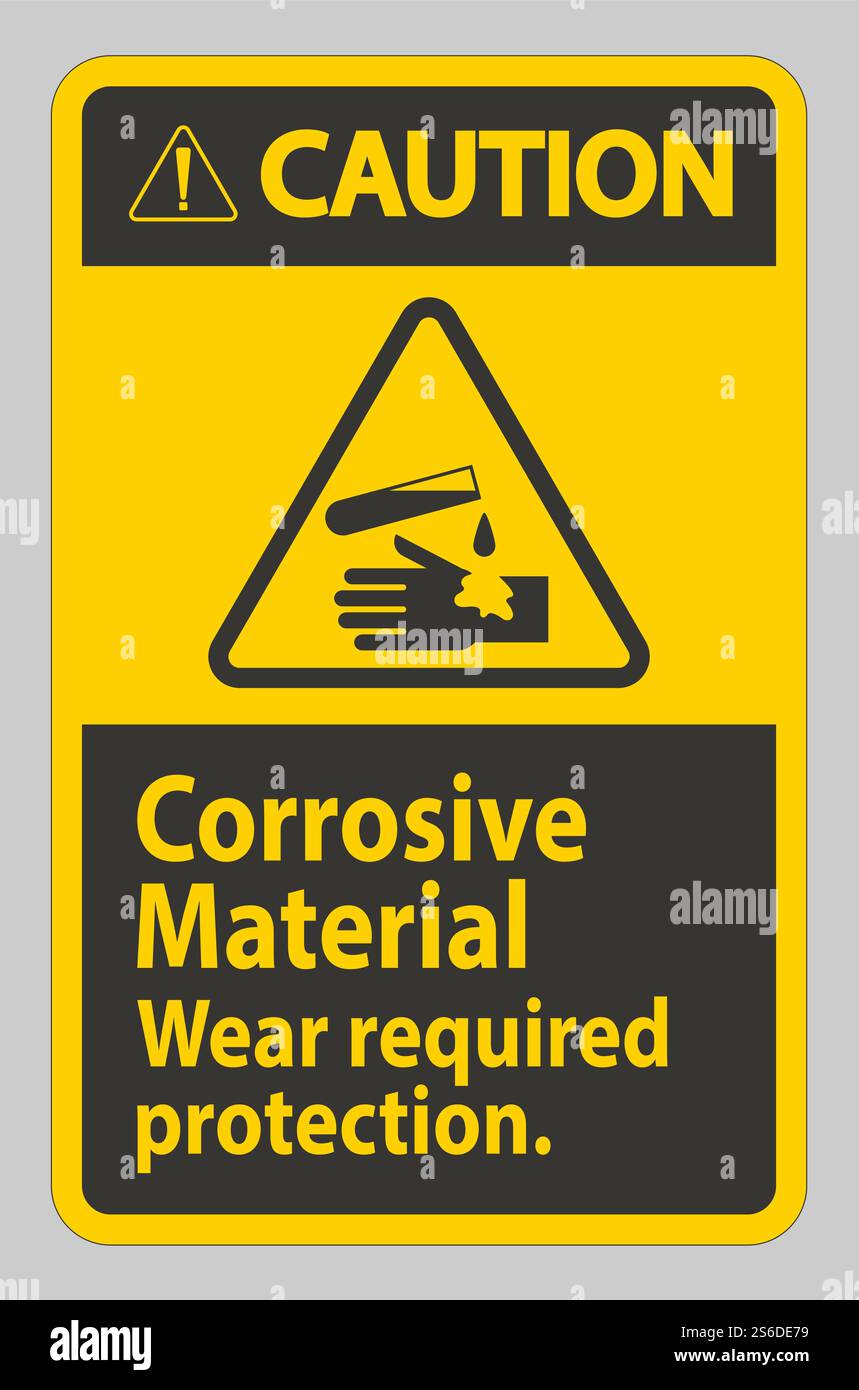 Caution Sign Corrosive Materials,Wear Required Protection Stock Vector ...
