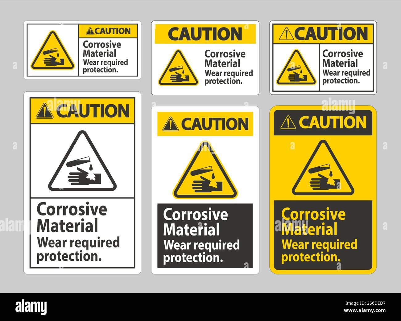 Caution Sign Corrosive Materials,Wear Required Protection Stock Vector ...