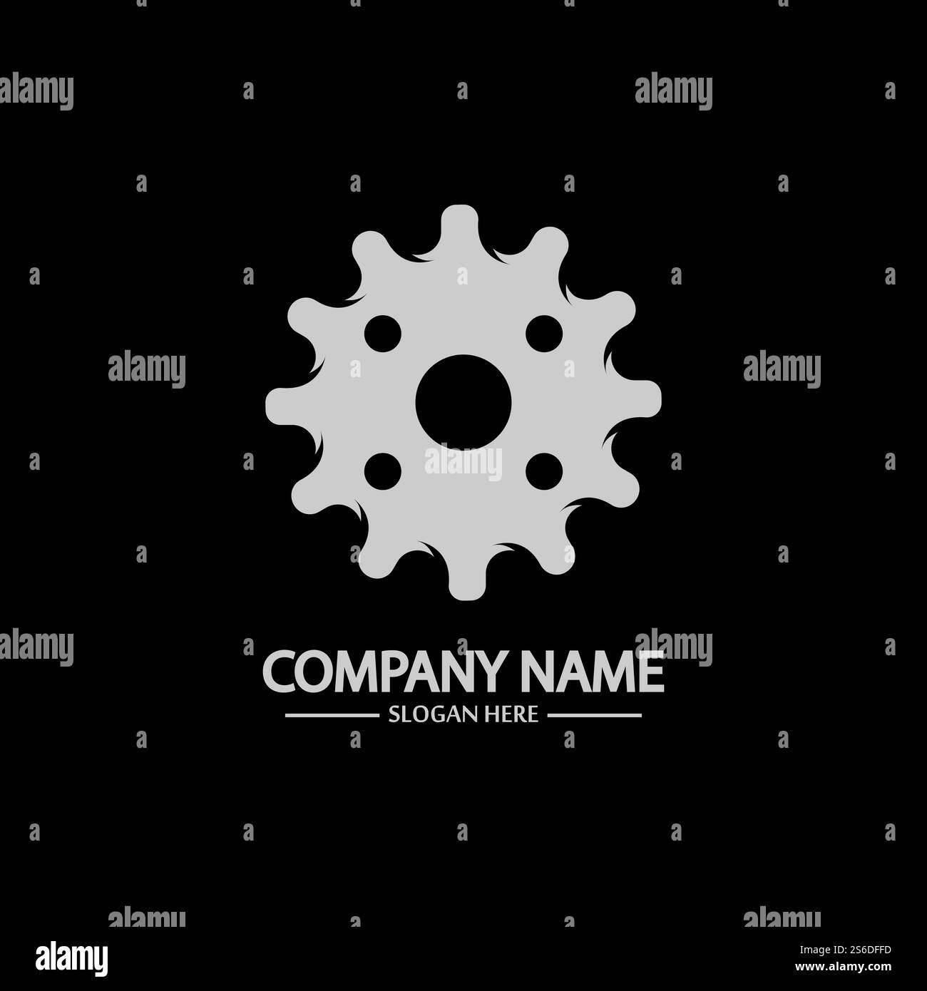 Gear vector logo isolated on a black background. Icon silhouette design ...