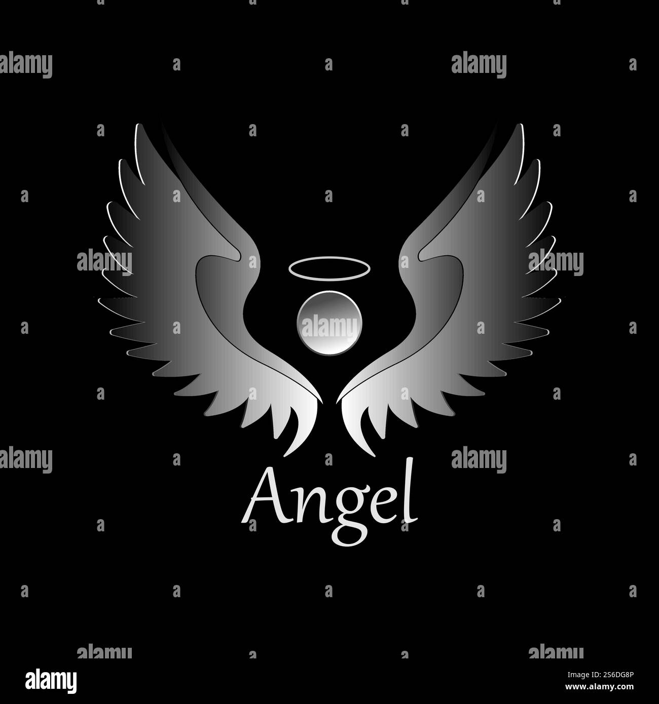 Angel icon illustration isolated on black background. Angel vector logo ...