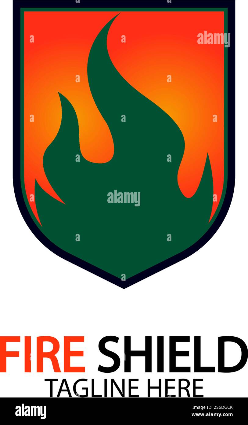 Fire shield logo design element. Fire warning sign shield. Fire flame ...