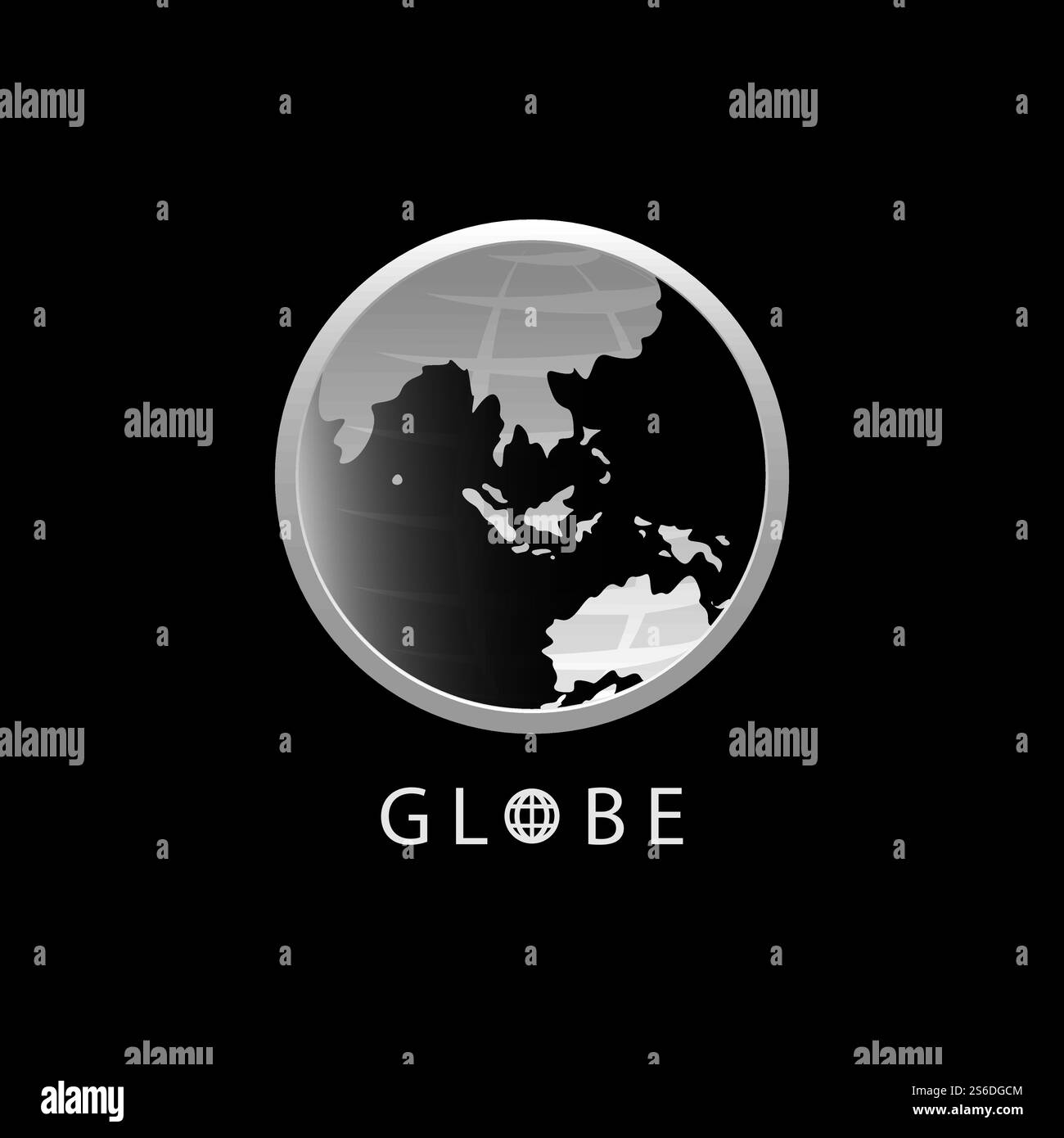 Globe map round earth logo vector image,Vector earth globes isolated on black background Stock ...