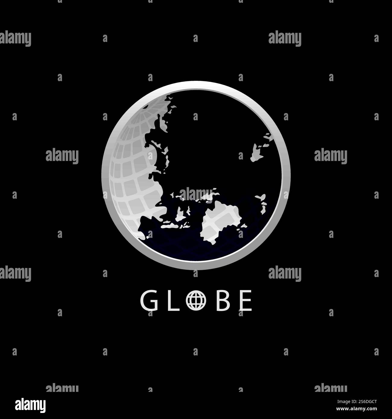 Globe map round earth logo vector image,Vector earth globes isolated on black background Stock ...