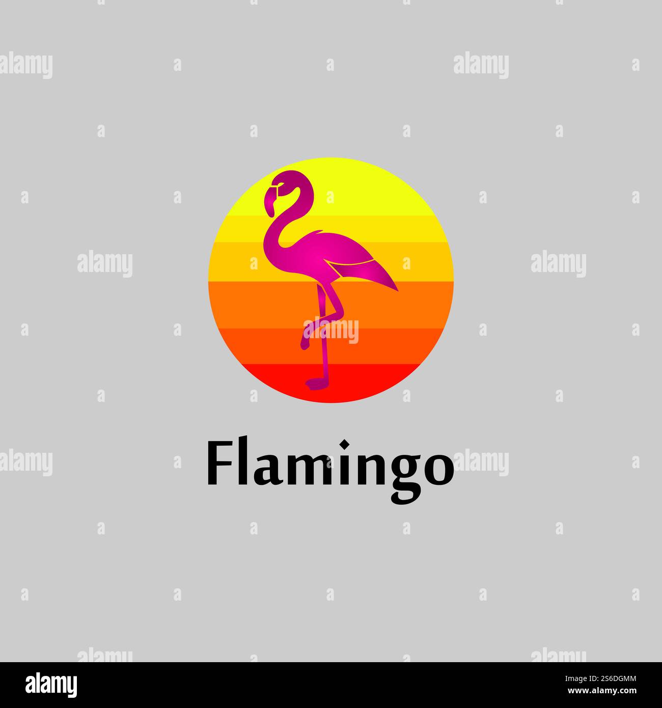 flamingo silhouette scene at sunset logo design vector Stock Vector ...