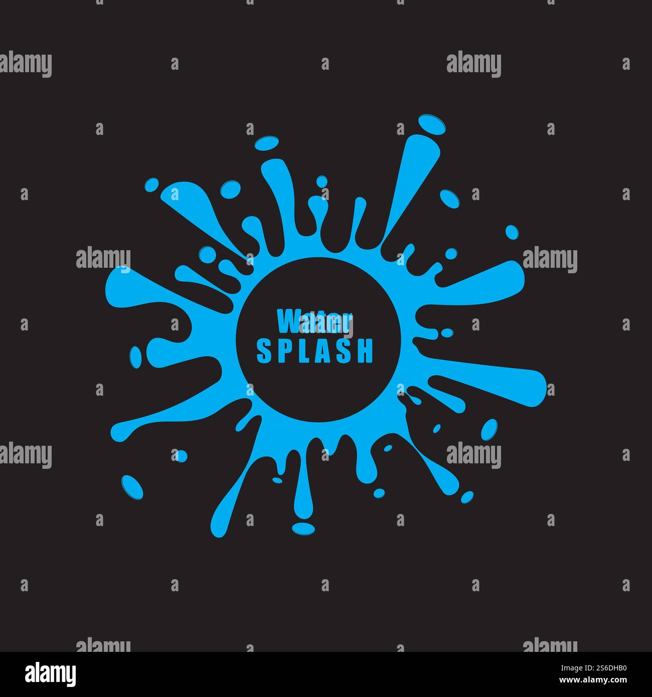 water splash blue color circle template on black background vector ...