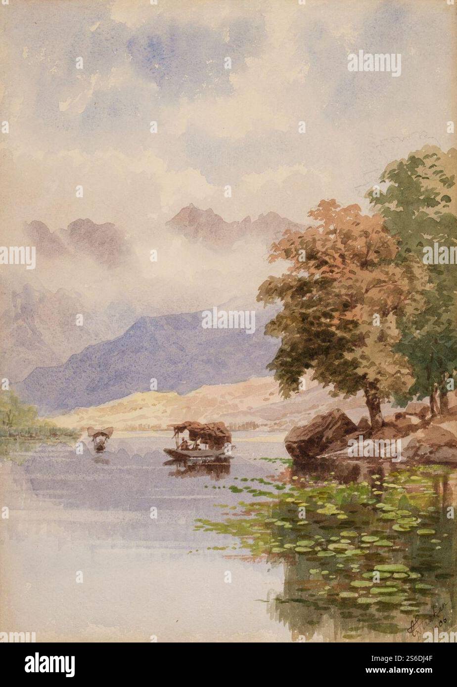 Gagribal, Dal Lake, Kashmir, 1906, by George Strahan Stock Photo - Alamy