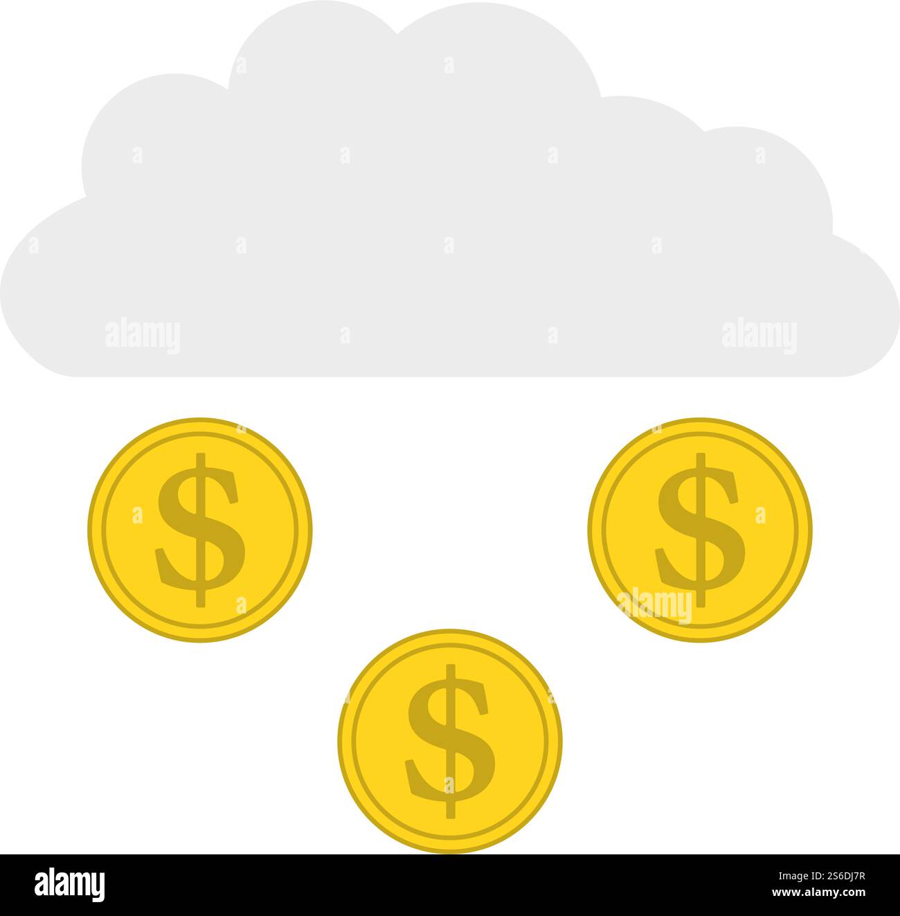 Coins Falling From Cloud Icon. Flat Color Design. Vector Illustration ...