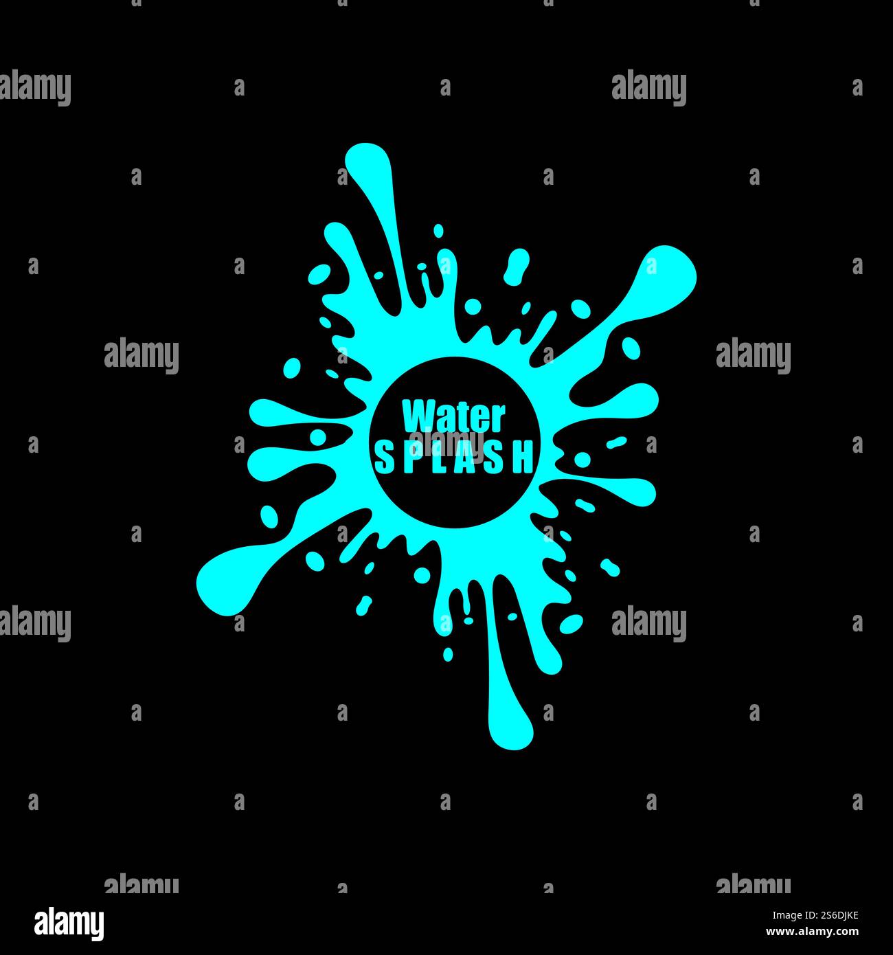 water splash blue color circle template on black background vector ...
