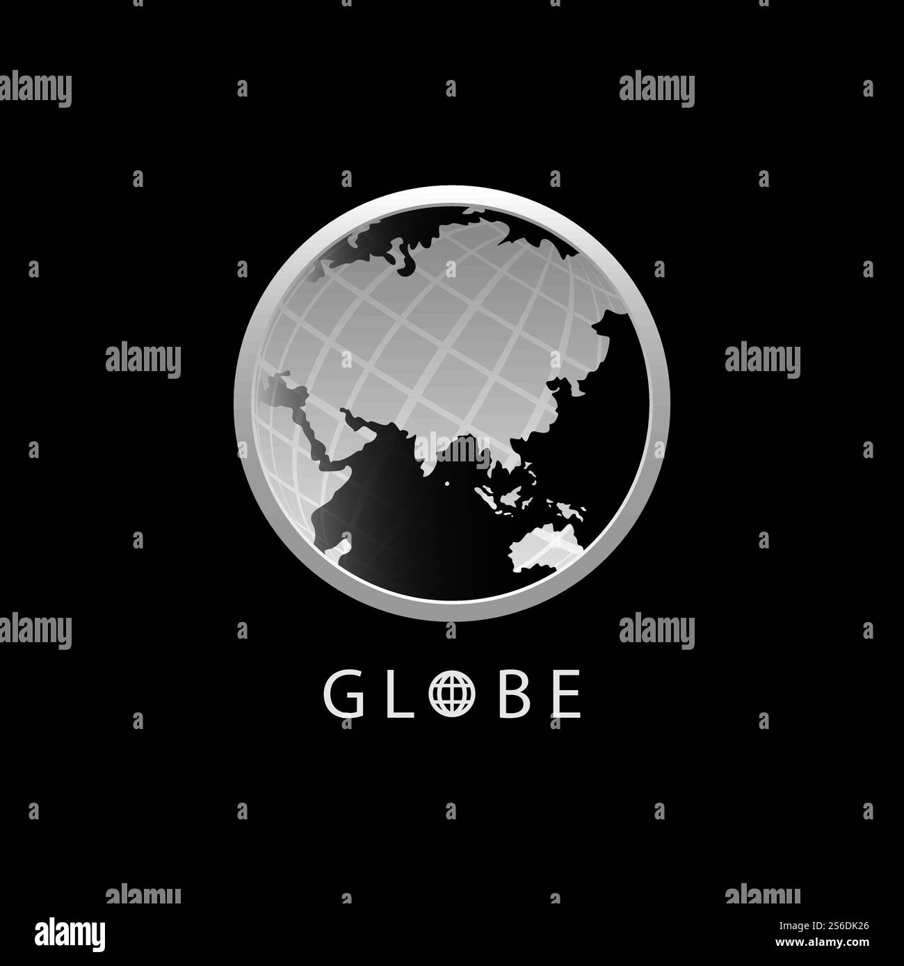 Globe map round earth logo vector image,Vector earth globes isolated on black background Stock ...