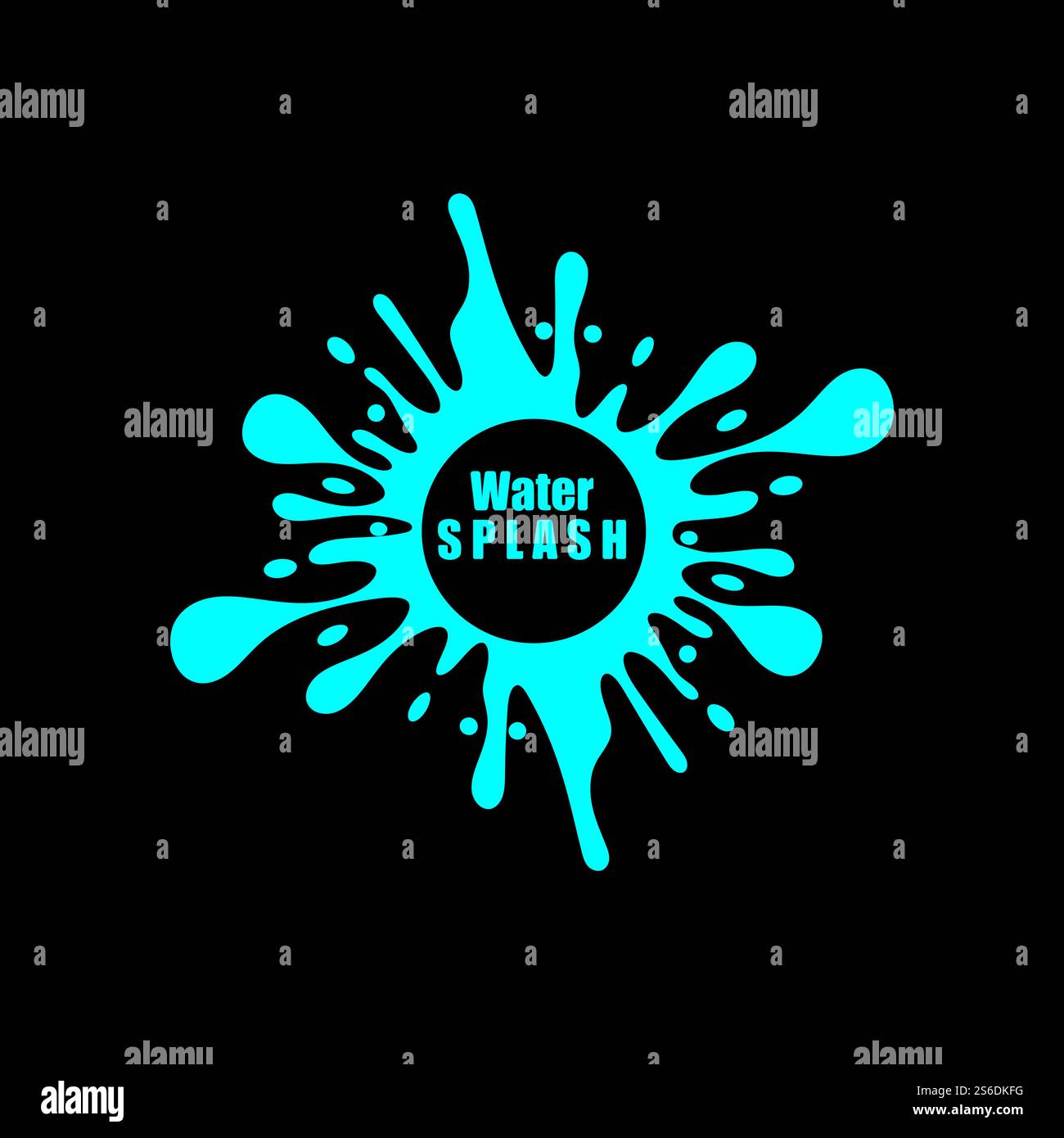 water splash blue color circle template on black background vector ...