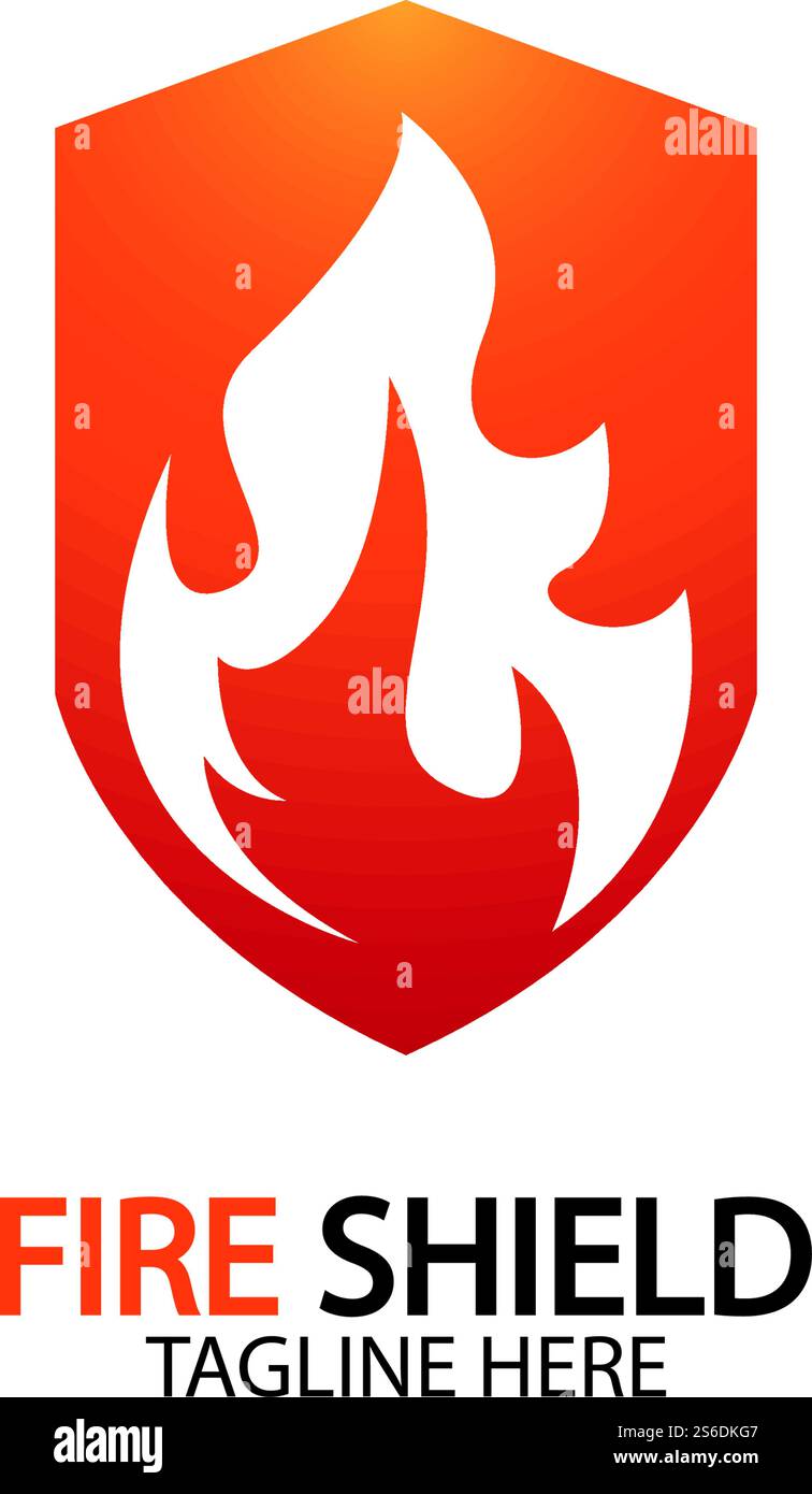 Fire shield logo design element. Fire warning sign shield. Fire flame ...
