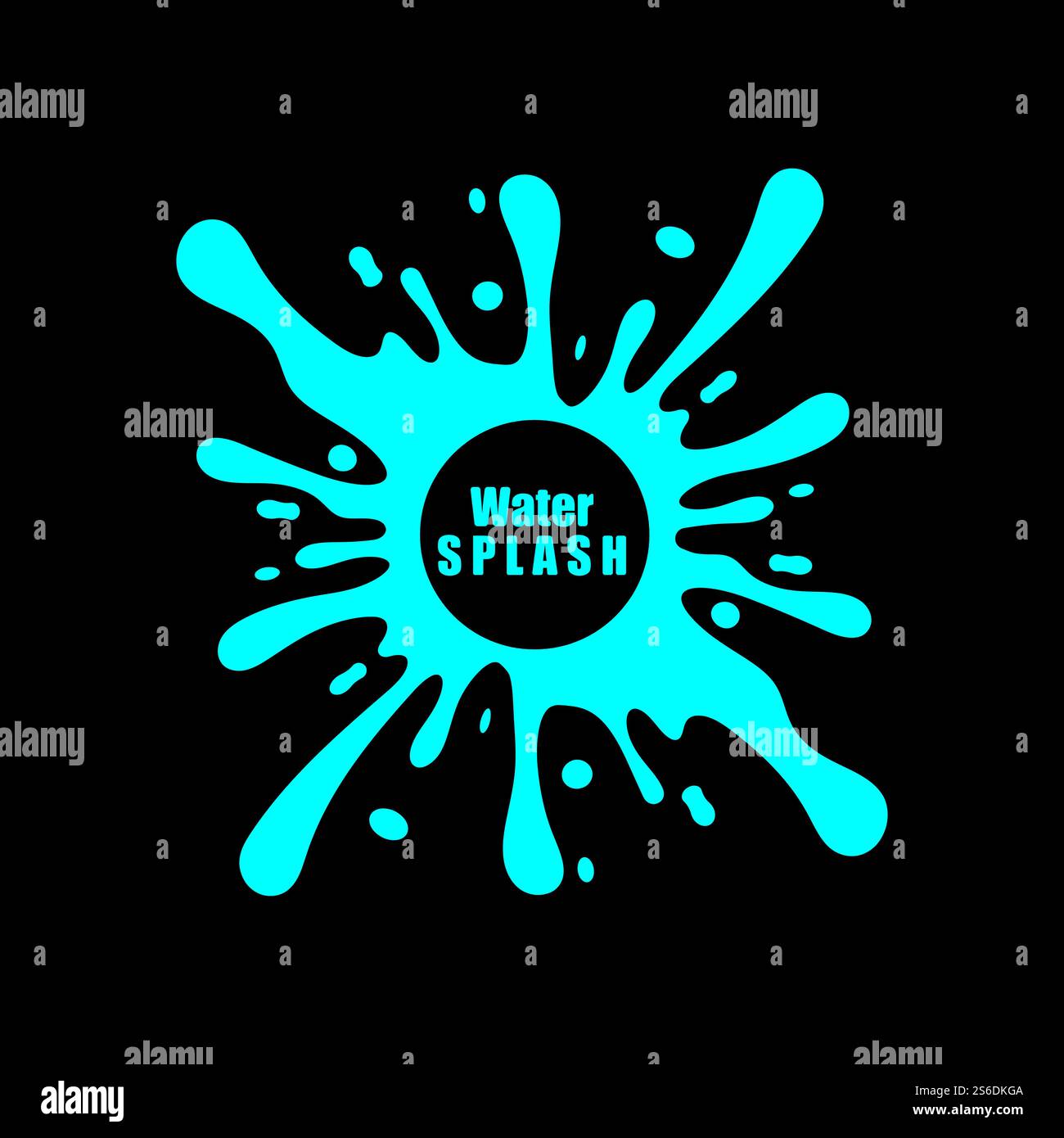 water splash blue color circle template on black background vector ...
