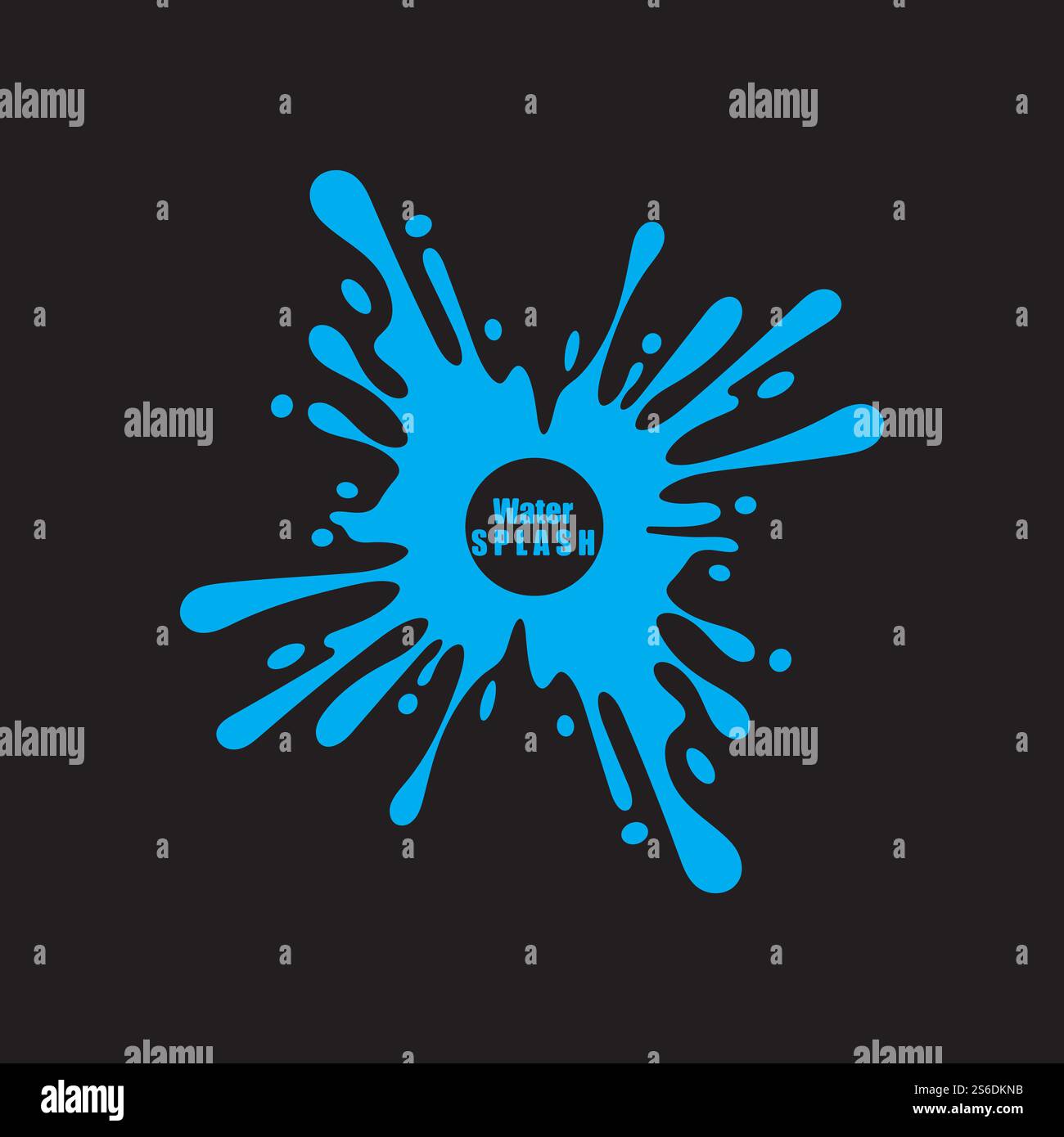 water splash blue color circle template on black background vector ...