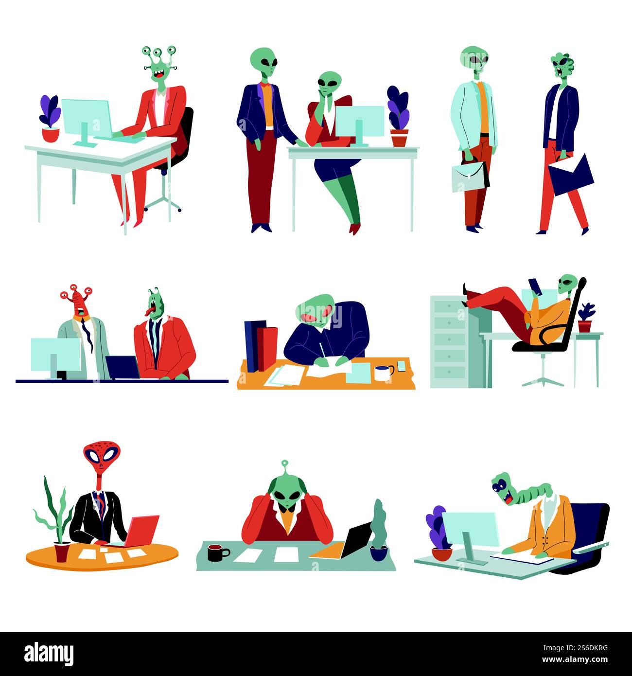 Extraterrestrial characters set bosses hi-res stock photography and ...