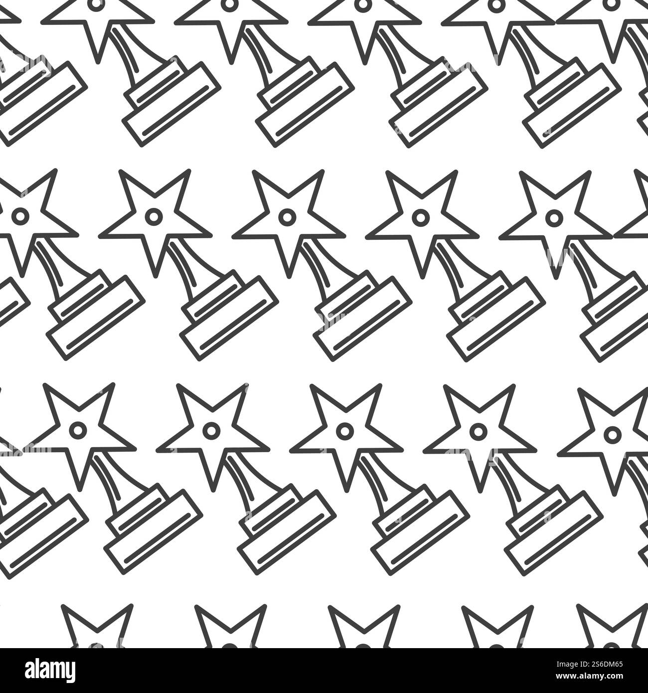 Star-shaped award on pedestal seamless pattern. Colorless reward for ...