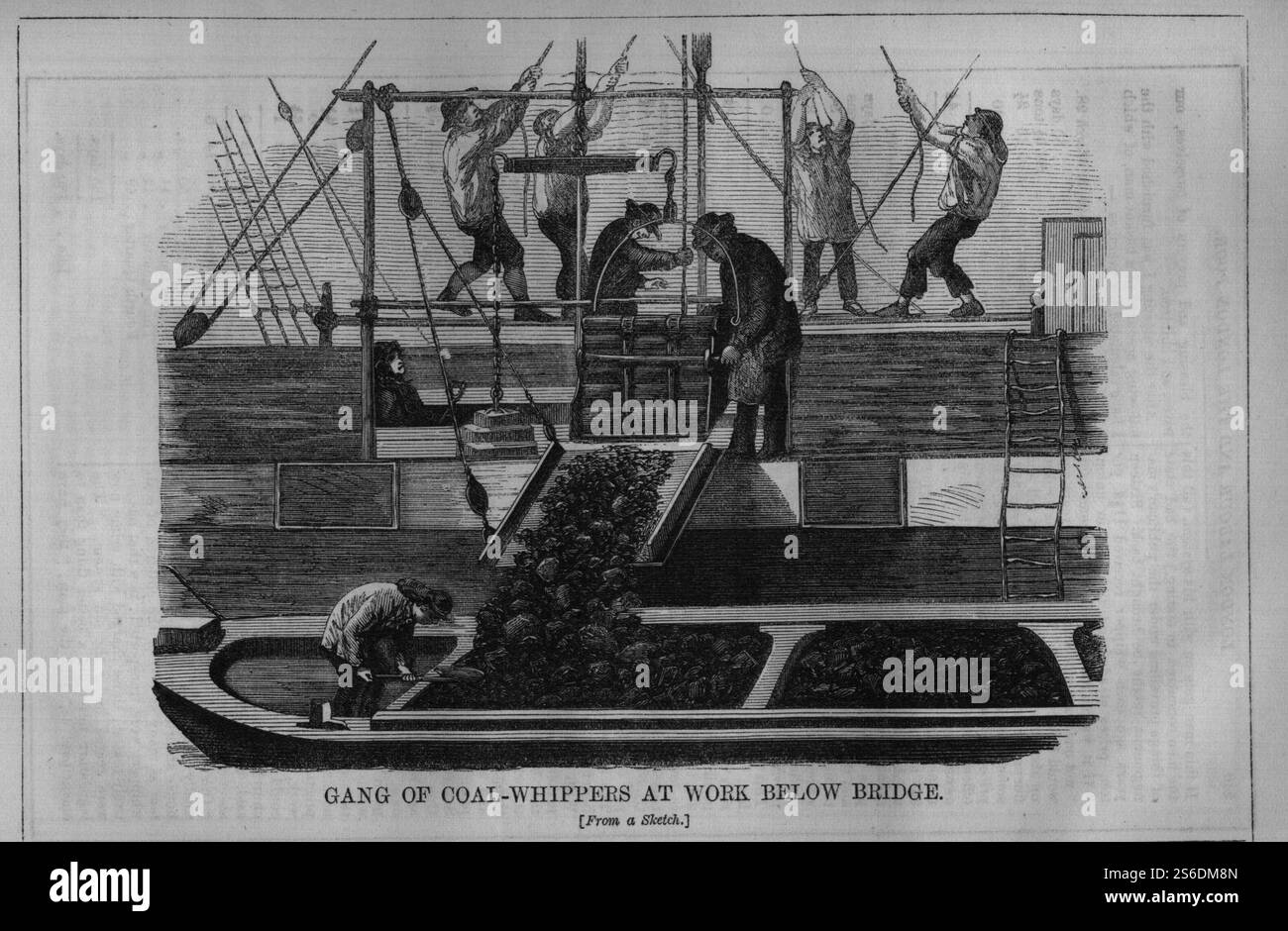 Gang of Coal-Whippers at work below bridge Stock Photo - Alamy