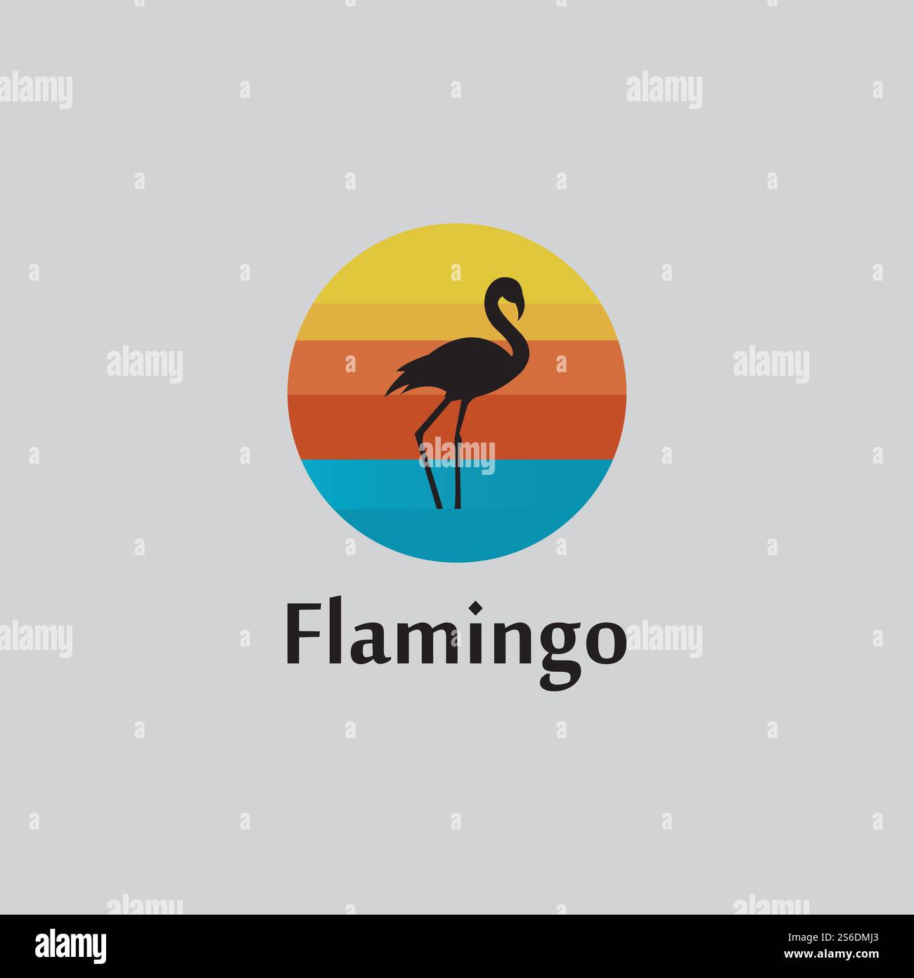 flamingo silhouette scene at sunset logo design vector Stock Vector ...