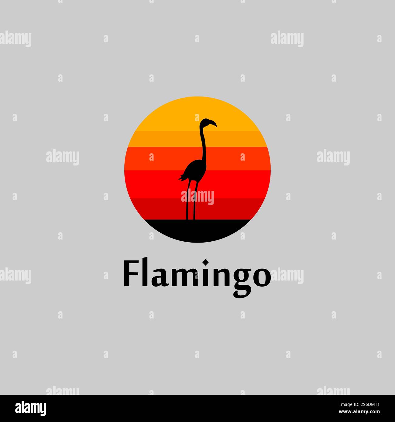 flamingo silhouette scene at sunset logo design vector Stock Vector ...