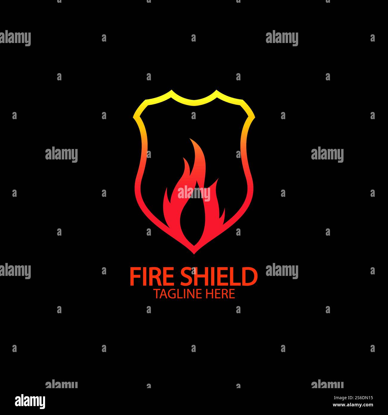 Fire shield logo design element. Fire warning sign shield. Fire flame ...