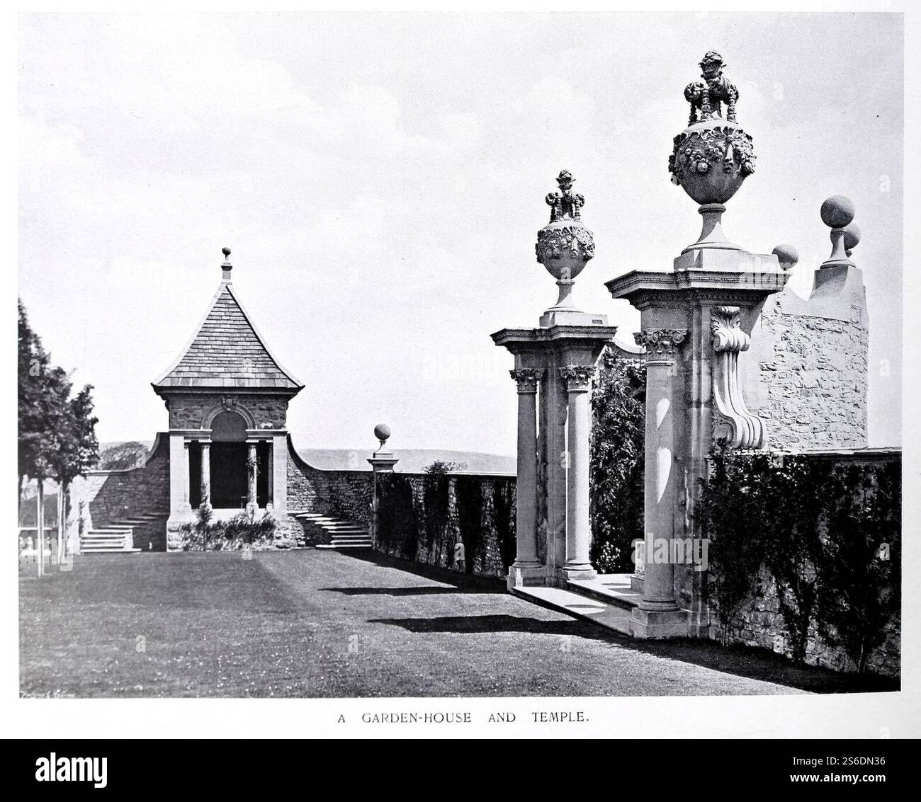 Gardens Old and New Barrow Court garden-house and temple 0238 Stock ...