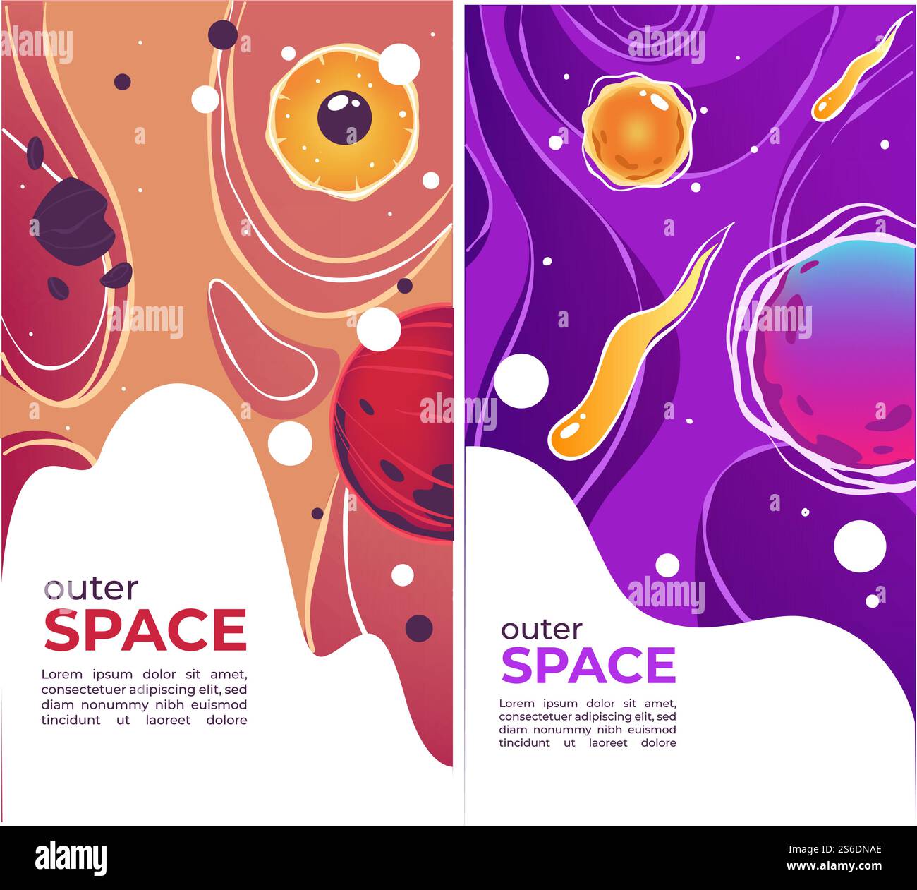 Universe with celestial bodies, planets and asteroids. Astronomy and ...