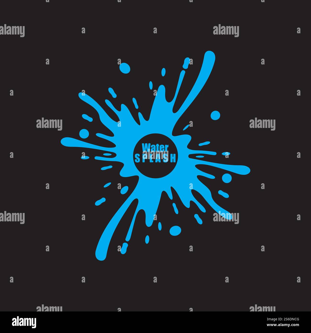 water splash blue color circle template on black background vector ...