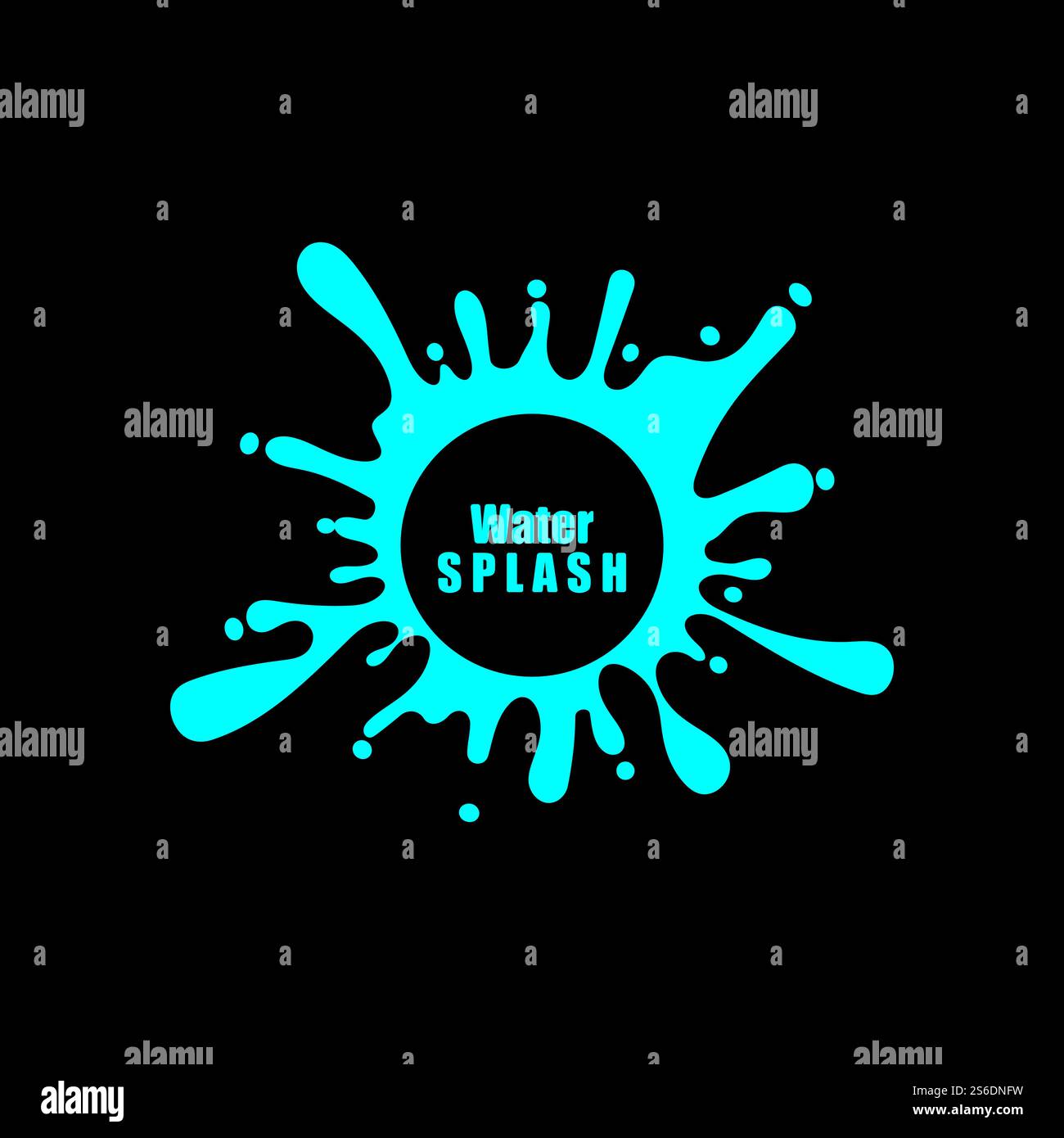 water splash blue color circle template on black background vector ...