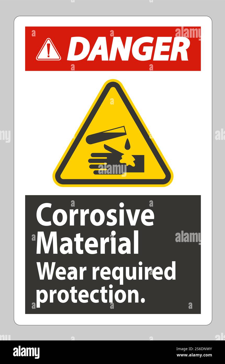 Danger Sign Corrosive Materials,Wear Required Protection Stock Vector ...