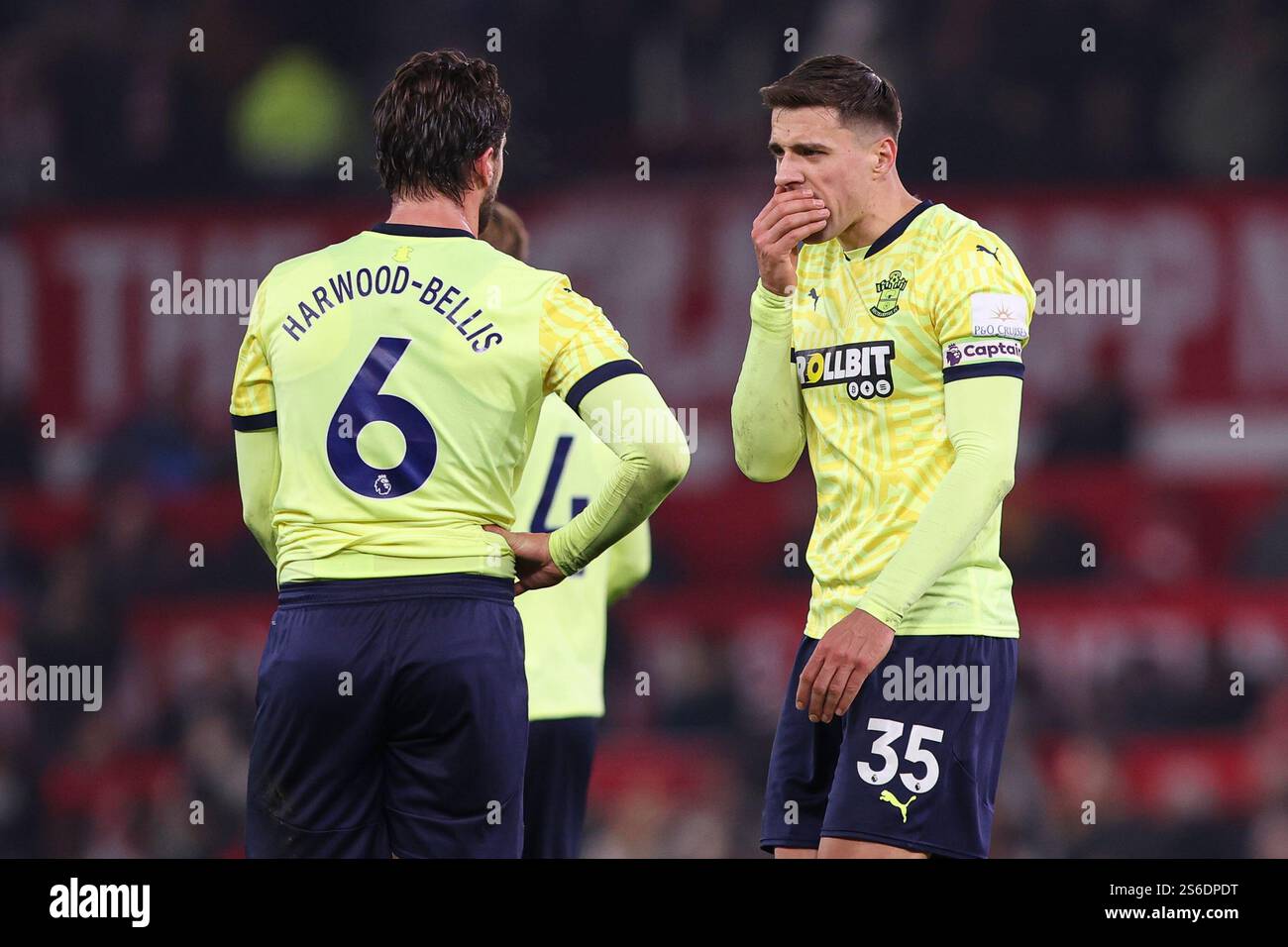 Manchester, UK. 16th Jan, 2025. Jan Bednarek of Southampton (R) and ...