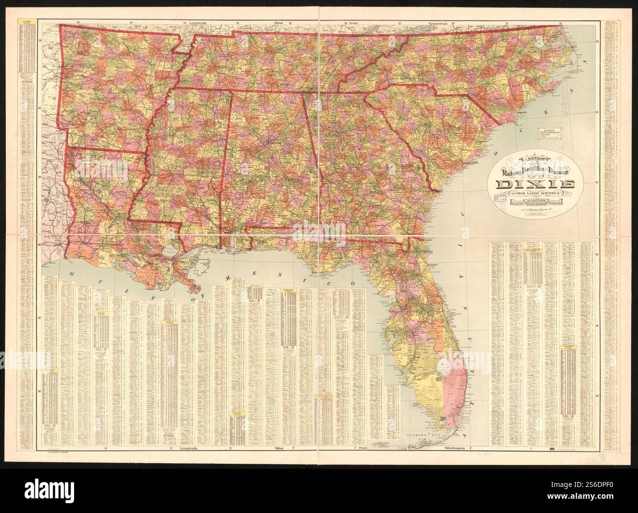 Garrison's Map of Dixie Stock Photo - Alamy
