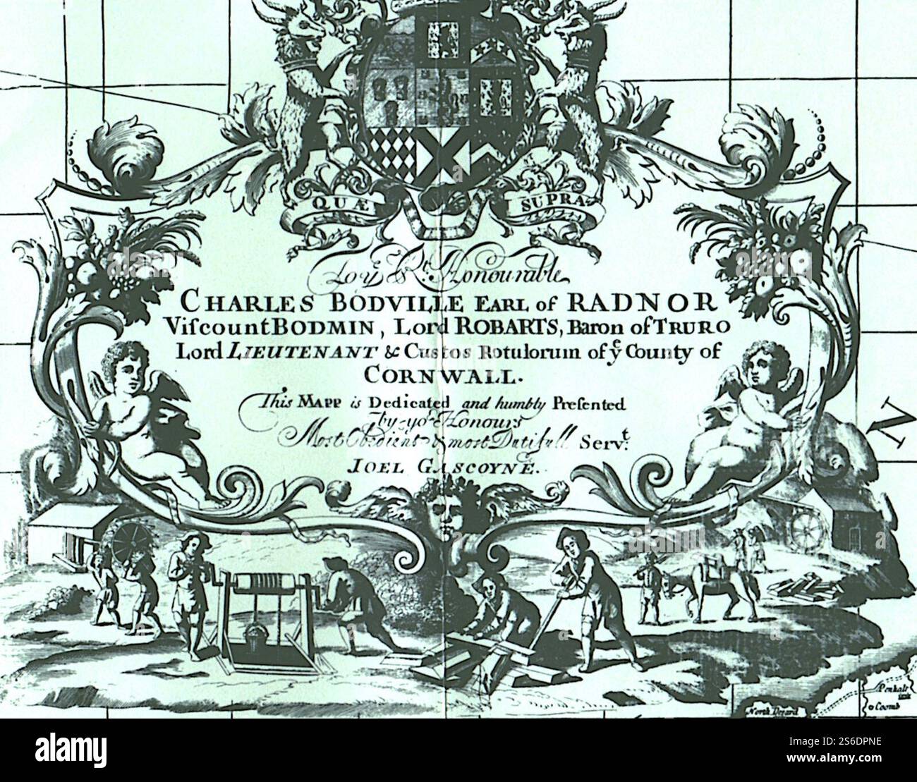 Gascoyne, map of Cornwall, dedication Stock Photo - Alamy