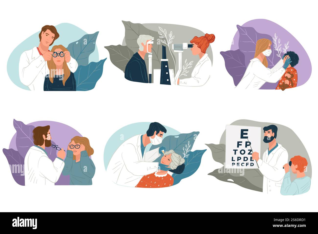 Optician examining patients vision Stock Vector Images - Alamy