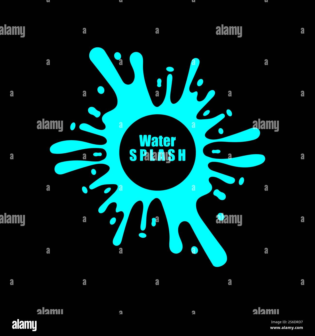 water splash blue color circle template on black background vector ...