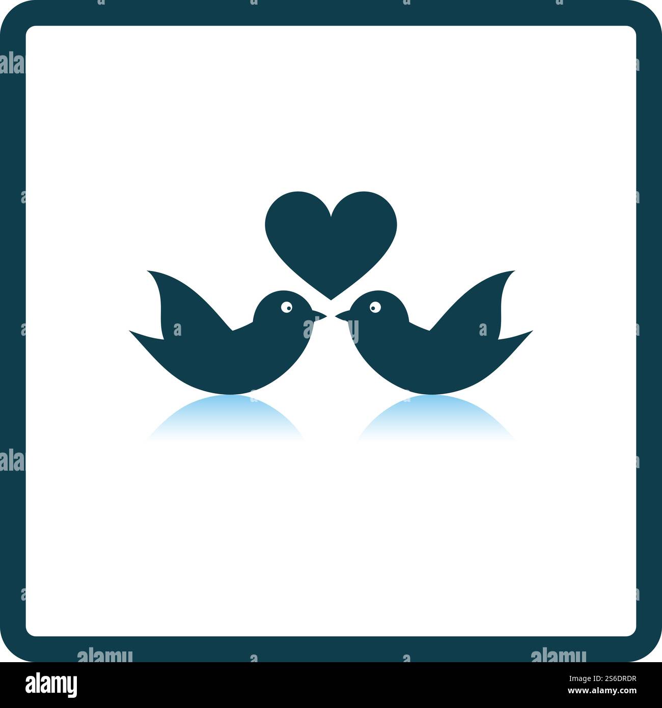 Dove With Heart Icon. Square Shadow Reflection Design. Vector ...