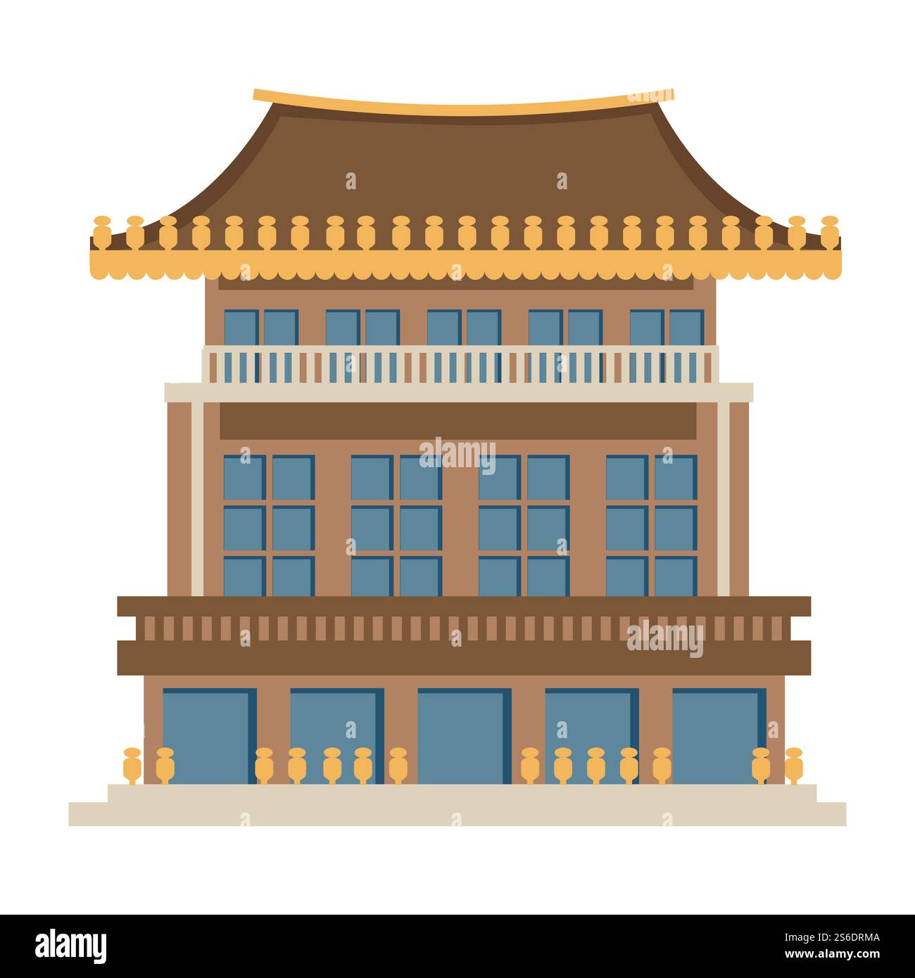 Traditional architecture of oriental country, isolated construction of ...