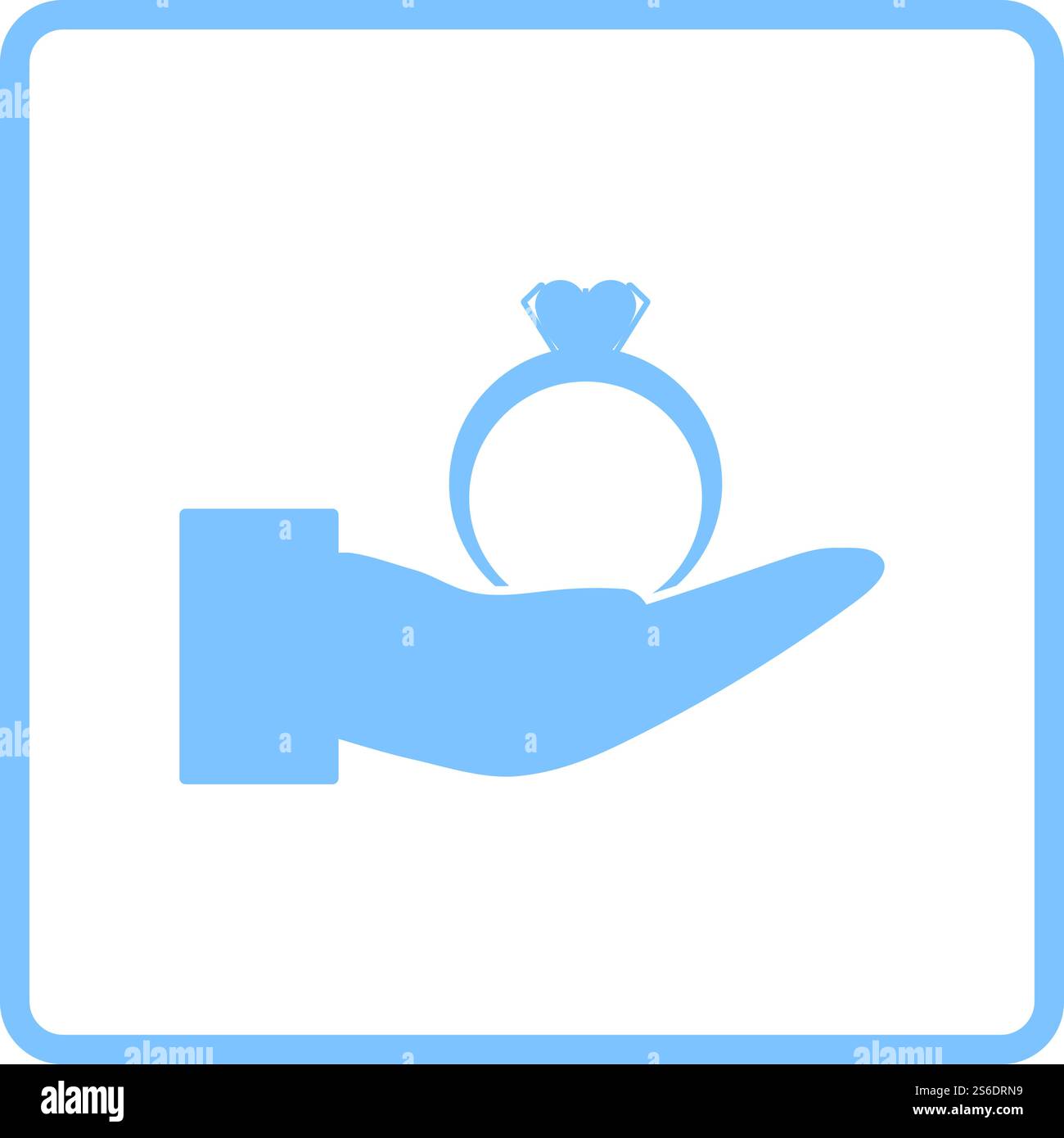 Hand Present Heart Ring Icon. Blue Frame Design. Vector Illustration ...