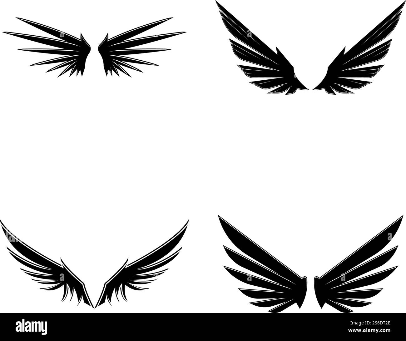 Wings black icons vector set. Modern minimalistic design Stock Vector ...