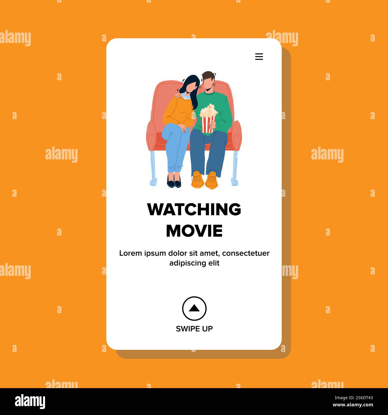 Couple Watching Movie In Cinema Together Vector. Boy And Girl Sitting ...