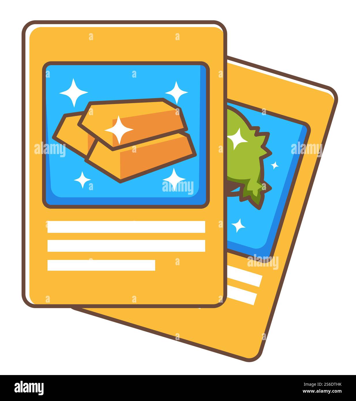 Isolated cards with golden bricks and explanation hi-res stock ...