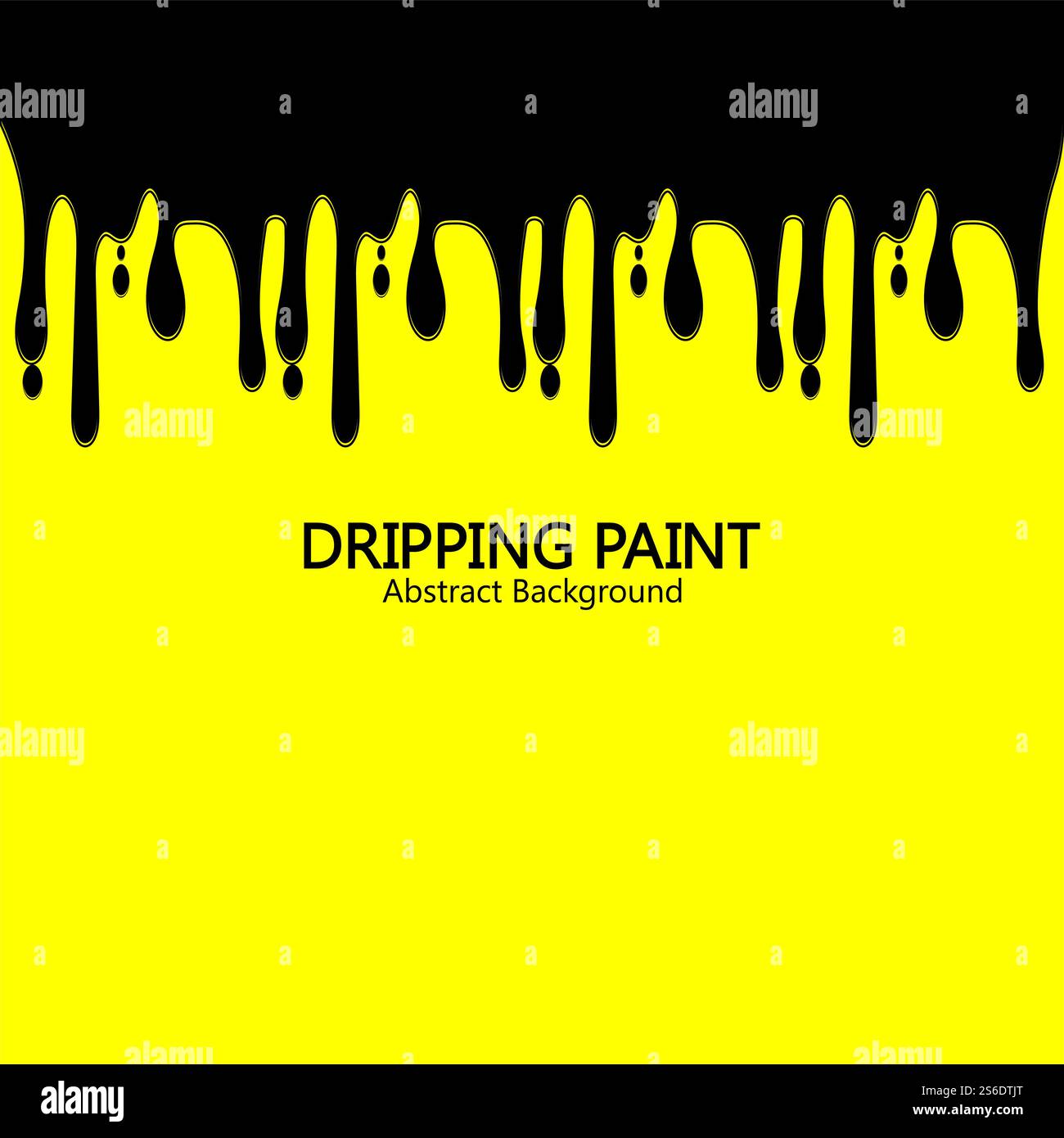 Black ink dripping paint spill leaking on yellow background. Vector ...