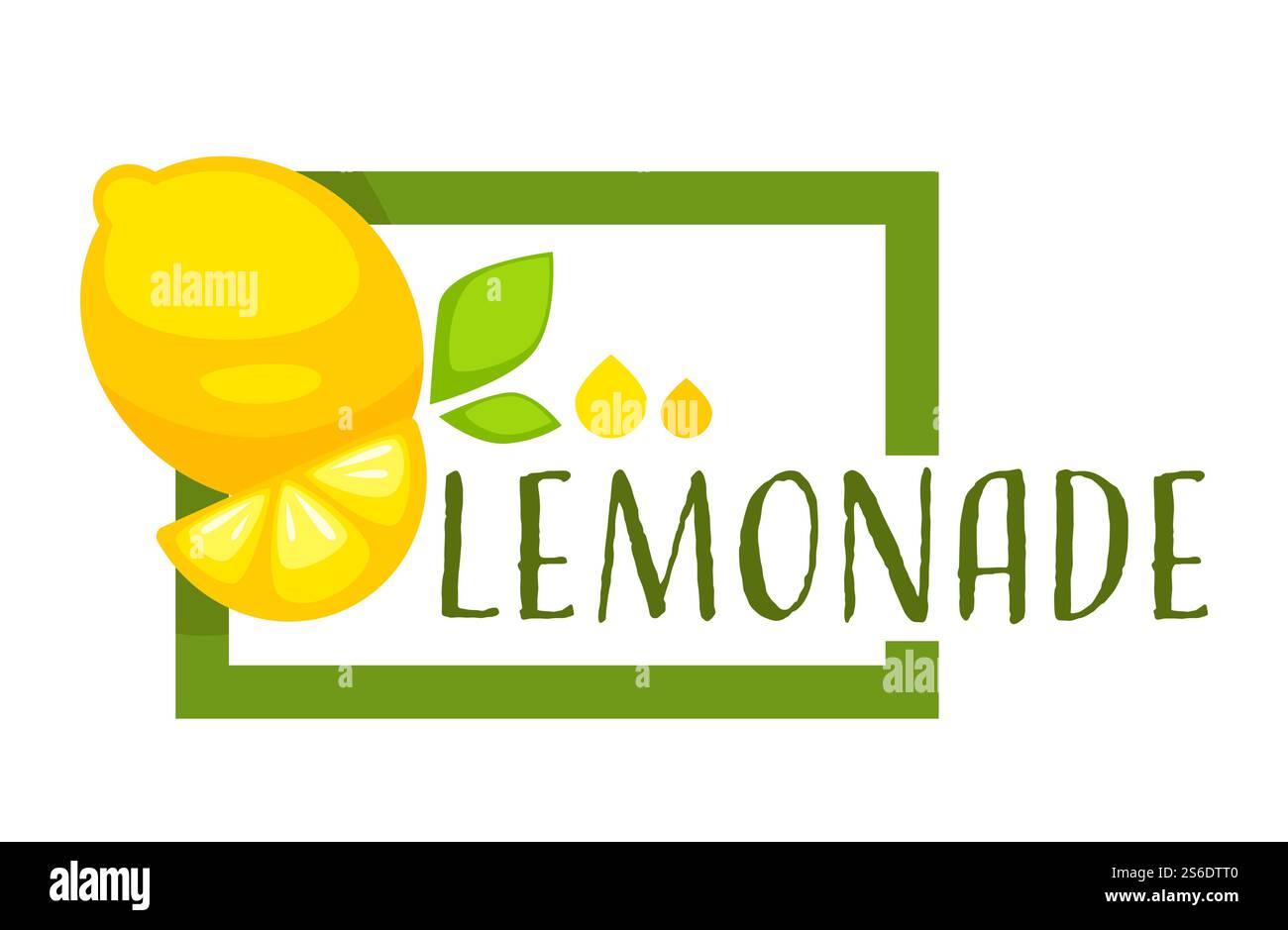 Organic lemonade production label, product emblem in square shape ...