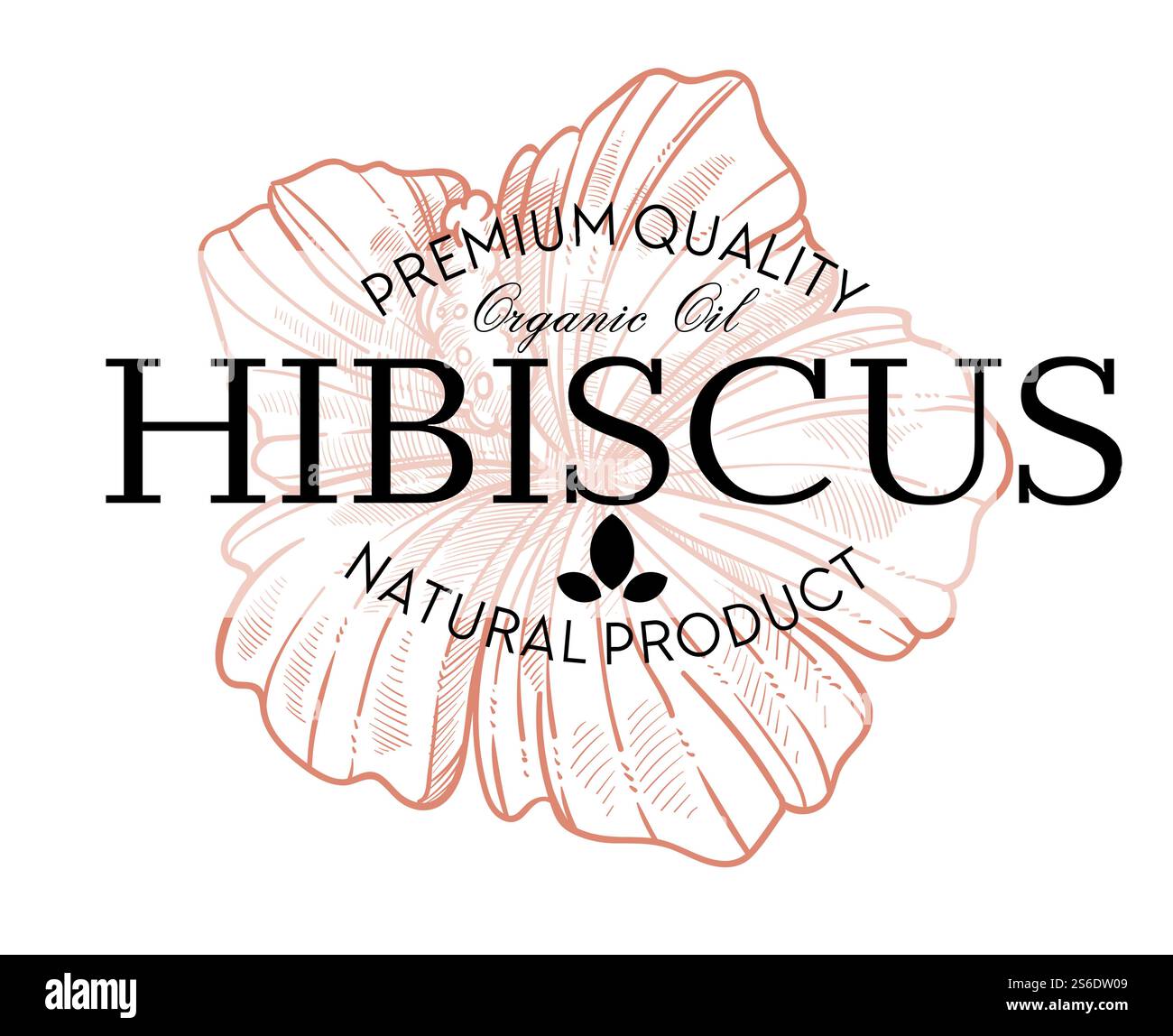 Premium quality of natural product, retro label of hibiscus. Plant with ...