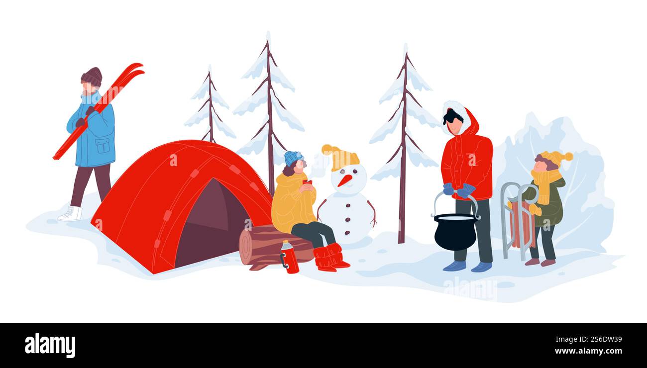 Family campfire snow hi-res stock photography and images - Alamy