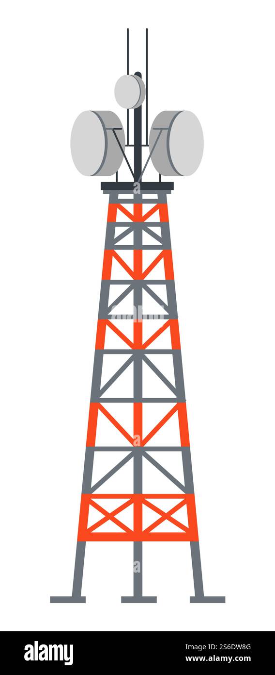 Telecommunication station, radio television or internet connection. Tower transmitting signal ...