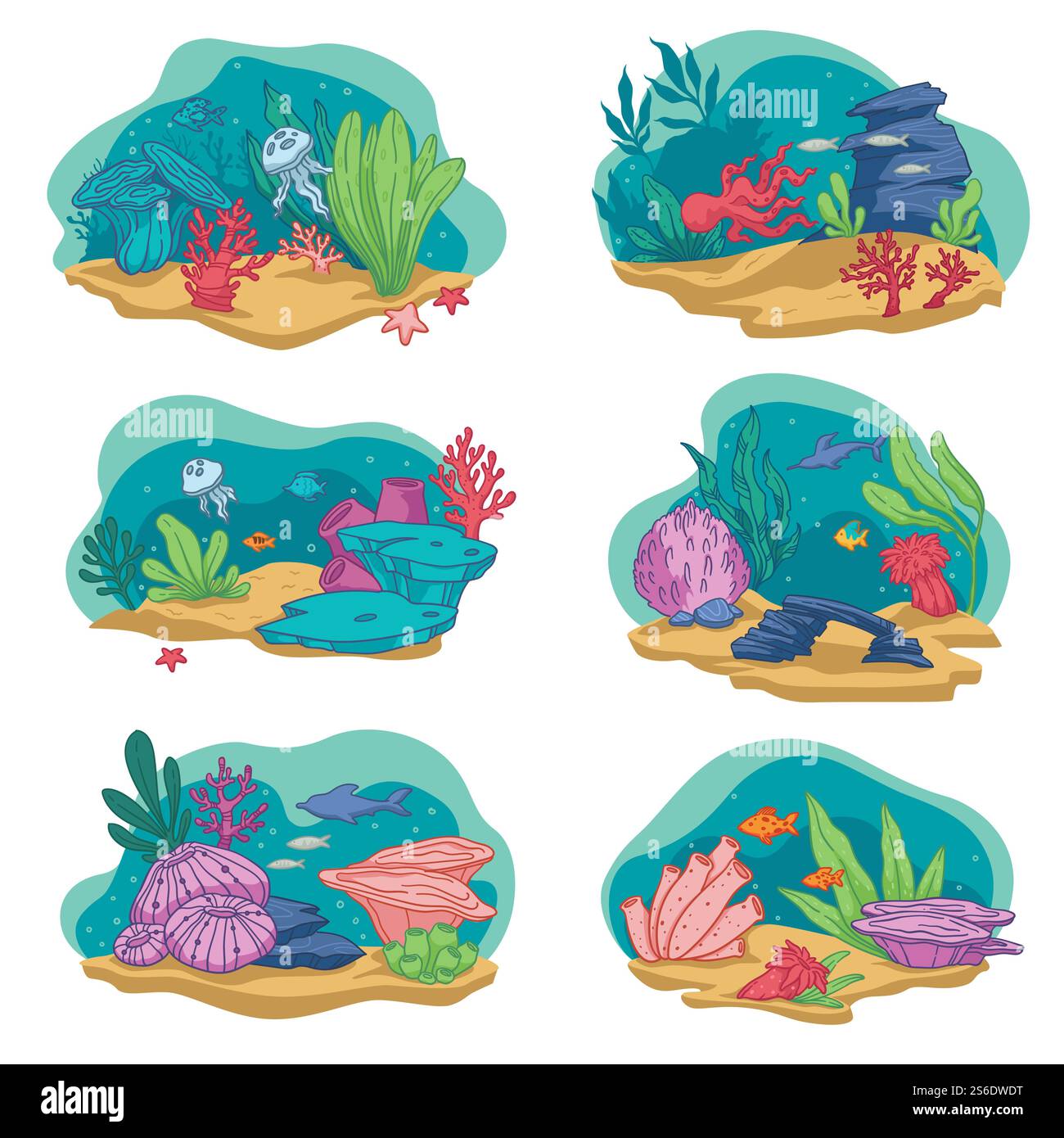 Fish swimming underwater in sea or ocean bottom. Design of aquarium ...