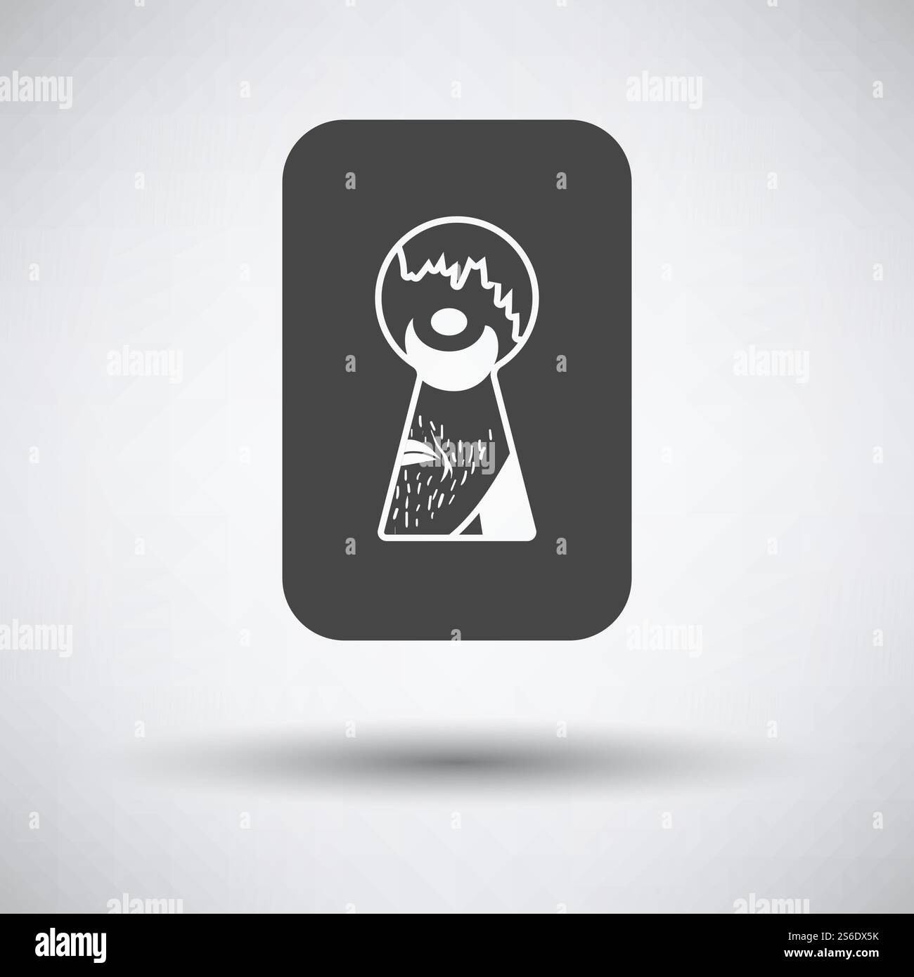 Criminal Peeping Through Keyhole Icon. Dark Gray on Gray Background ...