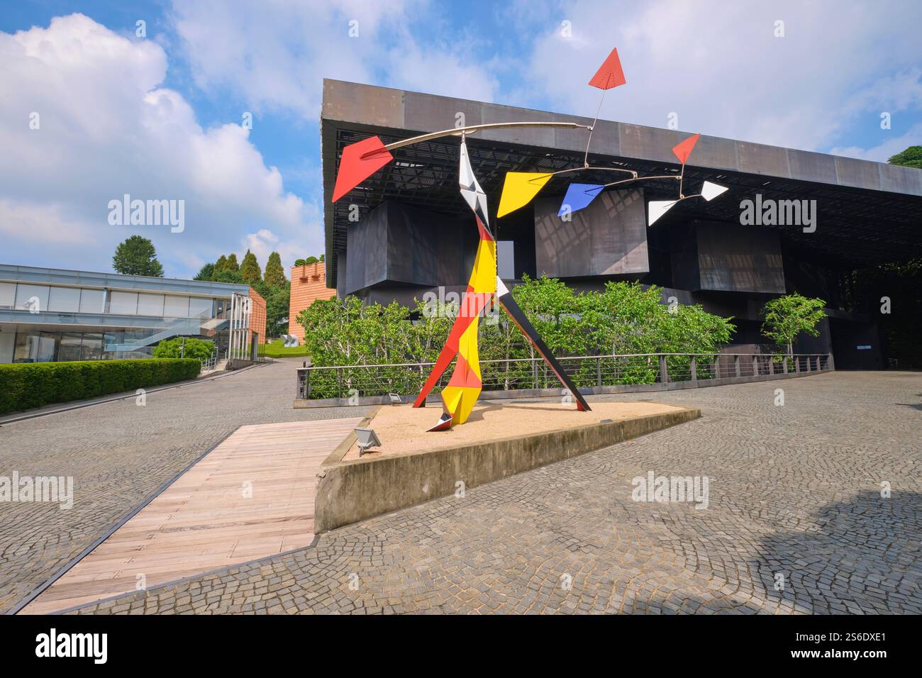 Grand Crinkly, a painted metal, steel stabile sculpture by Alexander Calder. At the Leeum Museum ...