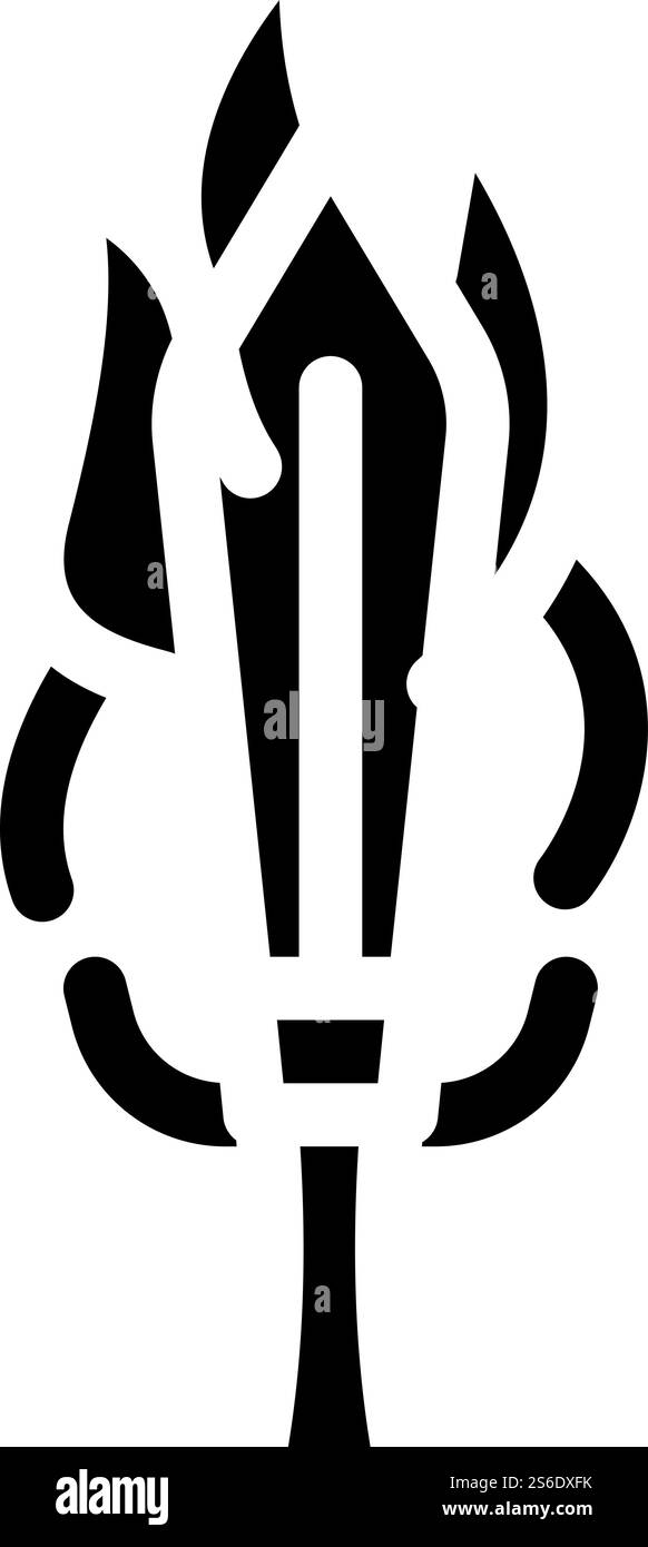 burning sword glyph icon vector. burning sword sign. isolated contour ...